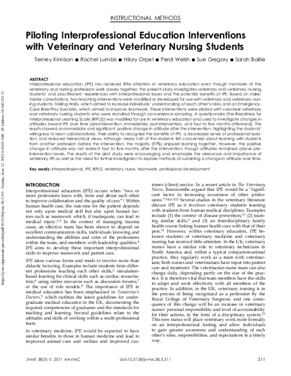 (PDF) Piloting Interprofessional Education Interventions with ...