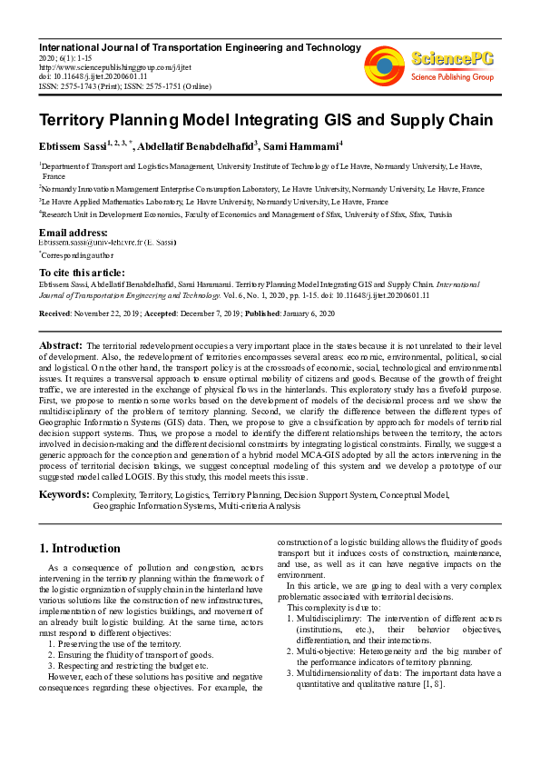 (PDF) Territory Planning Model Integrating GIS and Supply Chain