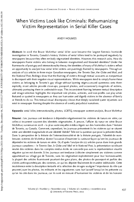 (PDF) When Victims Look like Criminals: Rehumanizing Victim ...