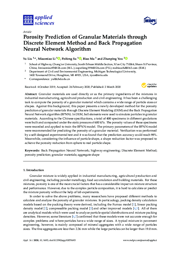 Pdf Porosity Prediction Of Granular Materials Through Discrete Element Method And Back 