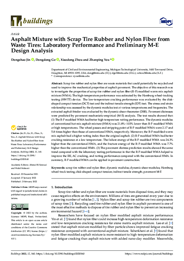 (PDF) Asphalt Mixture with Scrap Tire Rubber and Nylon Fiber from Waste ...