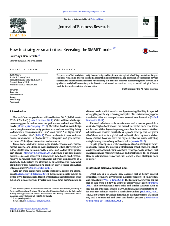 (PDF) How to strategize smart cities: Revealing the SMART model