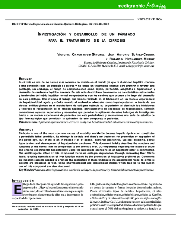 Investigación y desarrollo de un fármaco para el tratamiento de la cirrosis