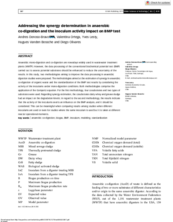 (PDF) Addressing the synergy determination in anaerobic co-digestion ...