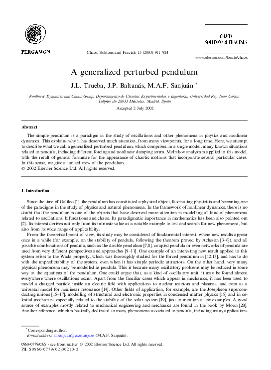 (PDF) A generalized perturbed pendulum (PDF) A generalized perturbed pendulum