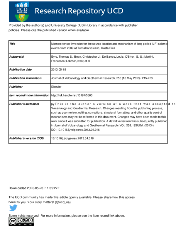 (PDF) Moment tensor inversion for the source location and mechanism of ...
