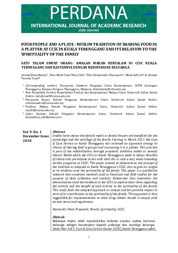 (PDF) Satu Talam Empat Orang: Amalan Makan Bertalam Di CCSC Kuala ...