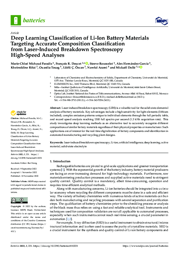 (PDF) Deep Learning Classification of Li-Ion Battery Materials Targeting Accurate Composition ...