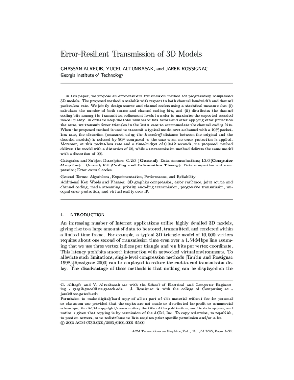 (PDF) Error-resilient transmission of 3D models | Jarek Rossignac - Academia.edu