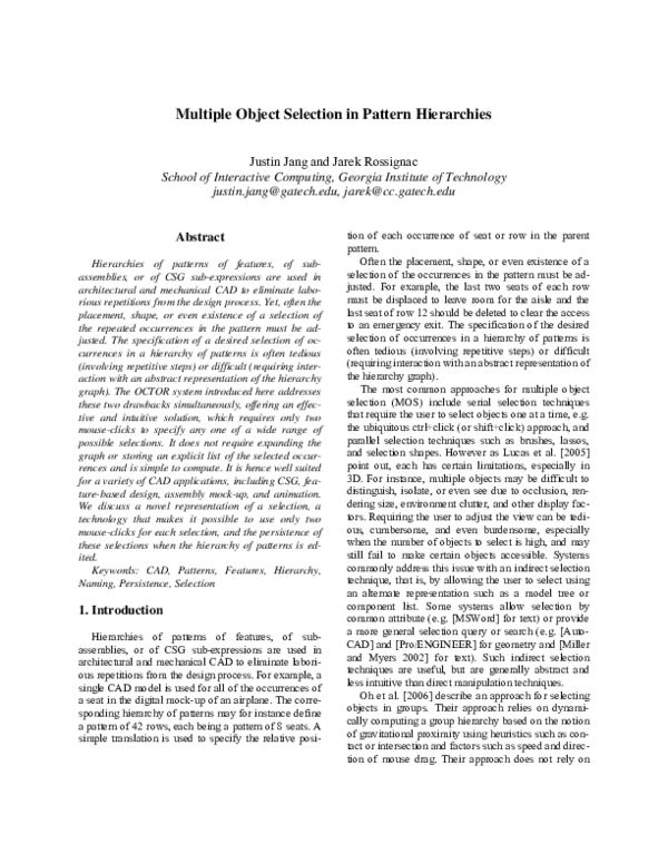(PDF) Multiple Object Selection in Pattern Hierarchies