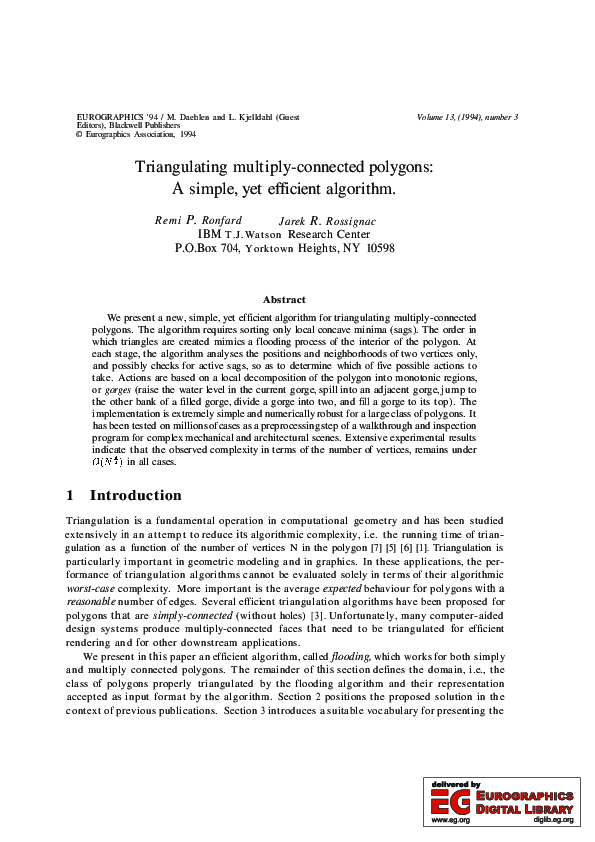 Pdf Triangulating Multiply Connected Polygons A Simple Yet Efficient Algorithm 4449