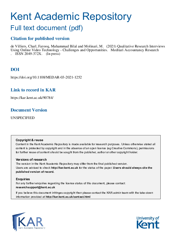 (PDF) Qualitative research interviews using online video technology ...