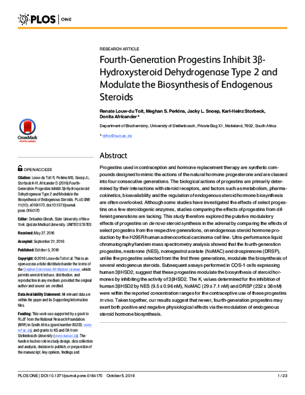 (PDF) Fourth-Generation Progestins Inhibit 3β-Hydroxysteroid ...