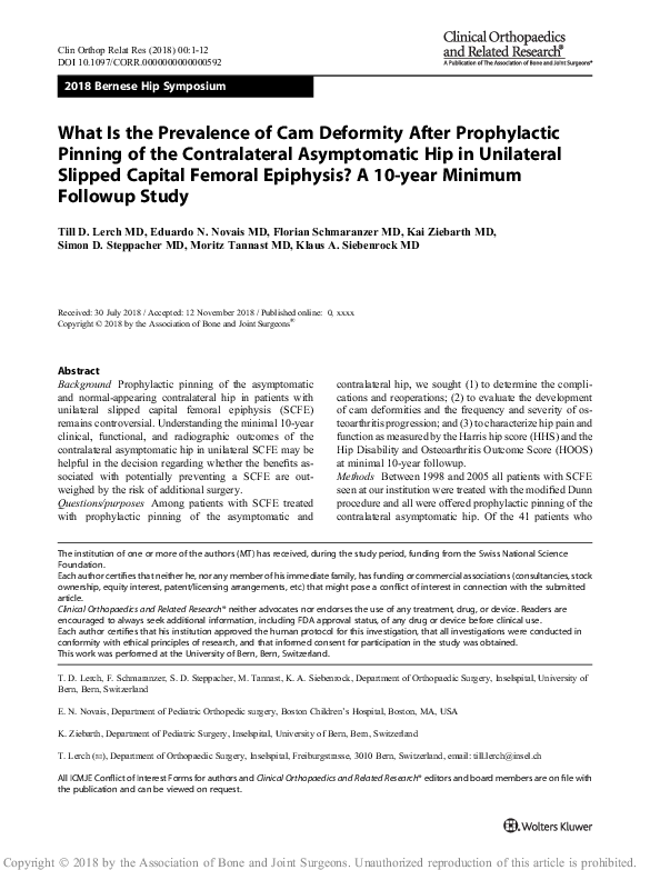 (PDF) What Is the Prevalence of Cam Deformity After Prophylactic ...