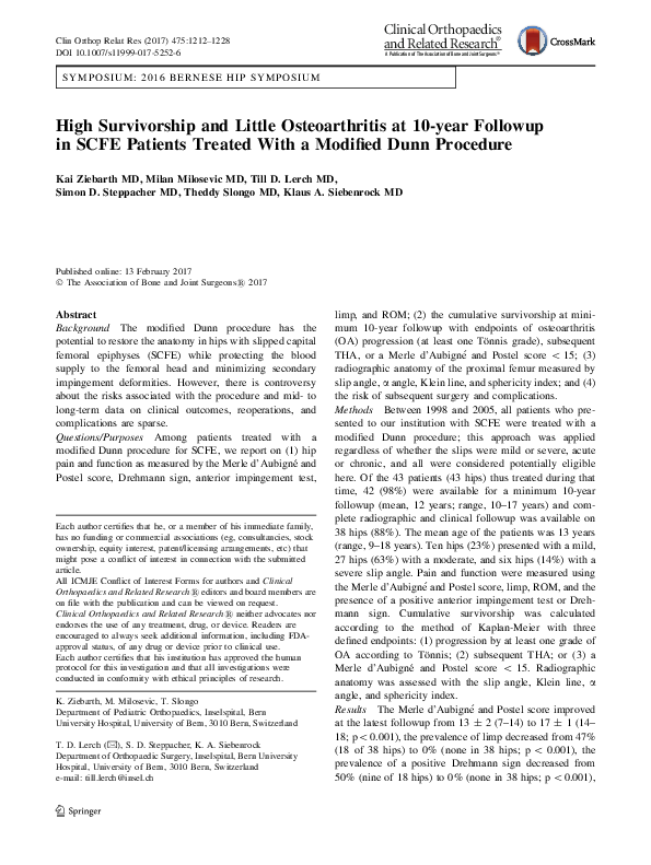 (PDF) High Survivorship and Little Osteoarthritis at 10-year Followup ...