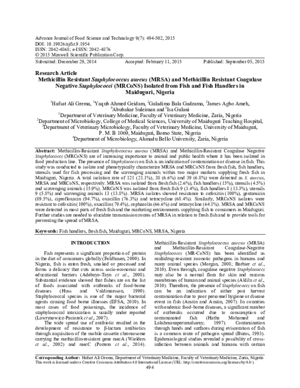 (PDF) Methicillin Resistant Staphylococcus aureus (MRSA) and ...