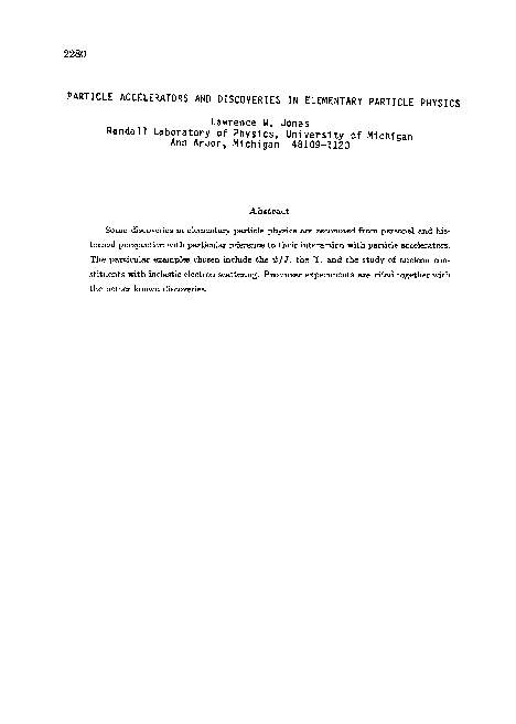(PDF) Particle accelerators and discoveries in elementary particle physics