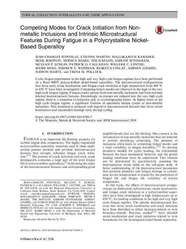 (PDF) Competing Modes for Crack Initiation from Non-metallic Inclusions ...