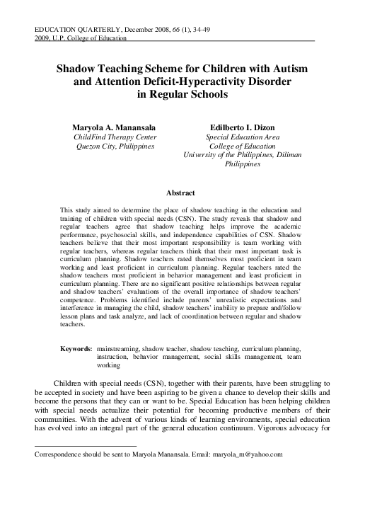 (PDF) Shadow Teaching Scheme for Children with Autism and Attention ...