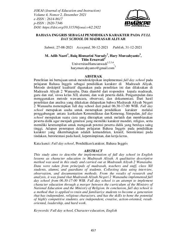(PDF) Bahasa Inggris Sebagai Pendidikan Karakter pada Full Day School ...
