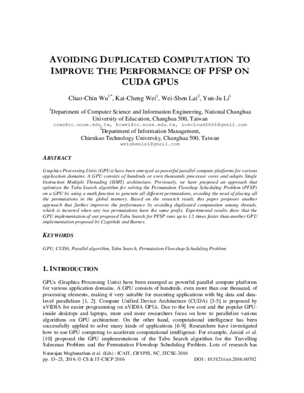 (PDF) Avoiding Duplicated Computation to Improve The Performance of ...