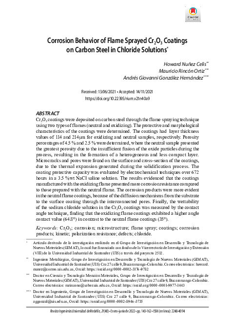 (PDF) Corrosion Behavior of Flame Sprayed Cr2O3 Coatings on Carbon ...