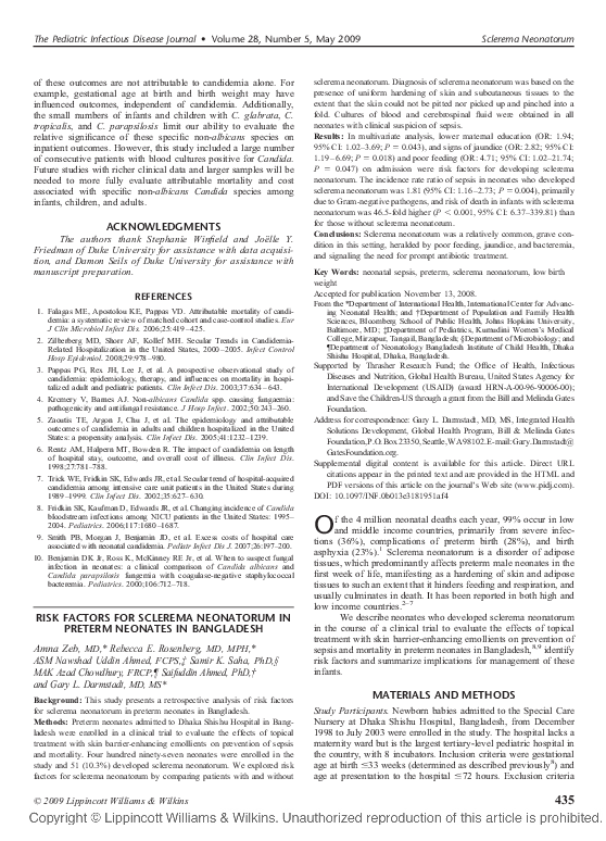 (PDF) Risk Factors for Sclerema Neonatorum in Preterm Neonates in ...