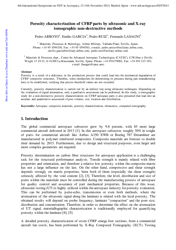 (PDF) Porosity characterization of CFRP parts by ultrasonic and X-ray ...
