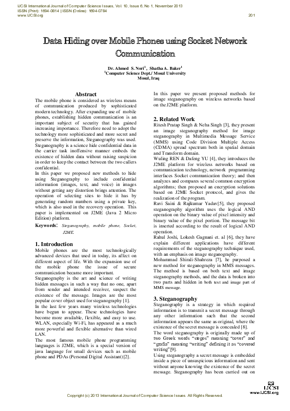 Pdf Data Hiding Over Mobile Phones Using Socket Network Communication