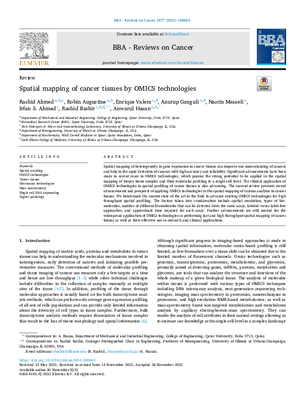 (PDF) Spatial mapping of cancer tissues by OMICS technologies (PDF) Spatial mapping of cancer tissues by OMICS technologies