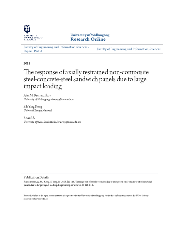 (PDF) The response of axially restrained non-composite steel–concrete–steel sandwich panels due ...