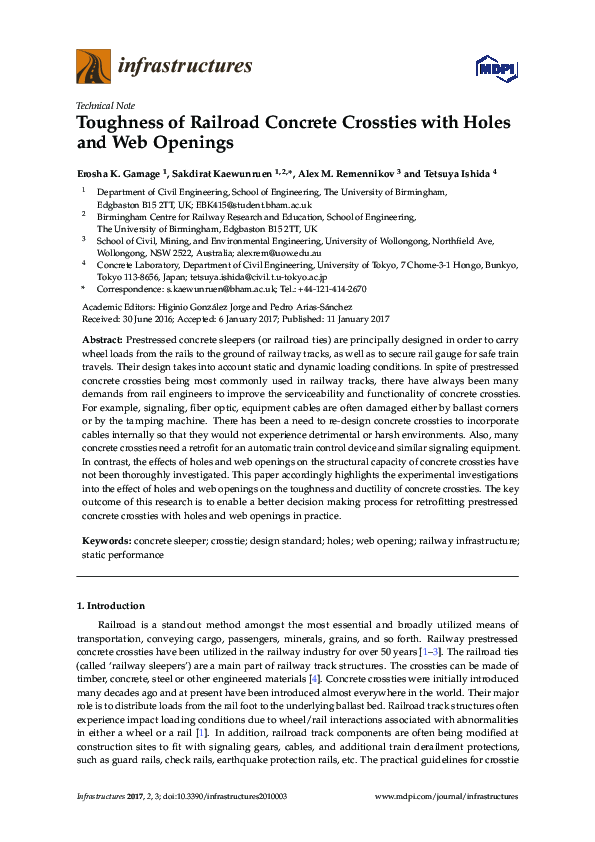 (PDF) Toughness of Railroad Concrete Crossties with Holes and Web ...