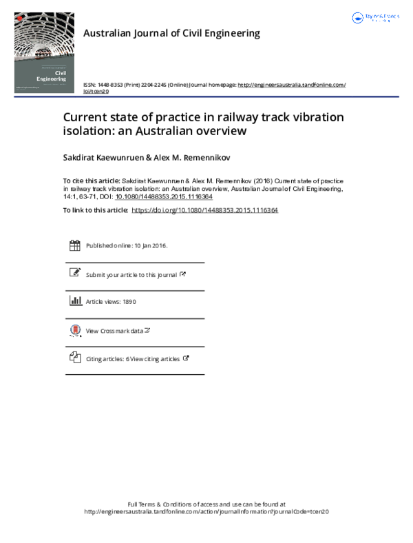 Pdf Current State Of Practice In Railway Track Vibration Isolation An Australian Overview