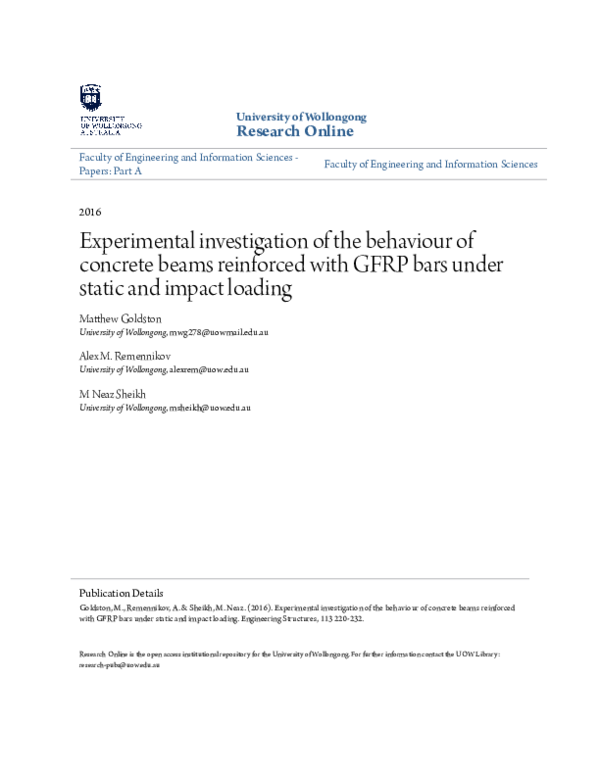(PDF) Experimental investigation of the behaviour of concrete beams reinforced with GFRP bars ...