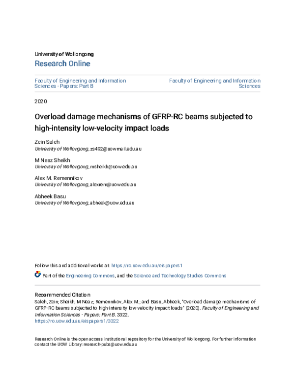 (PDF) Overload damage mechanisms of GFRP-RC beams subjected to high-intensity low-velocity ...