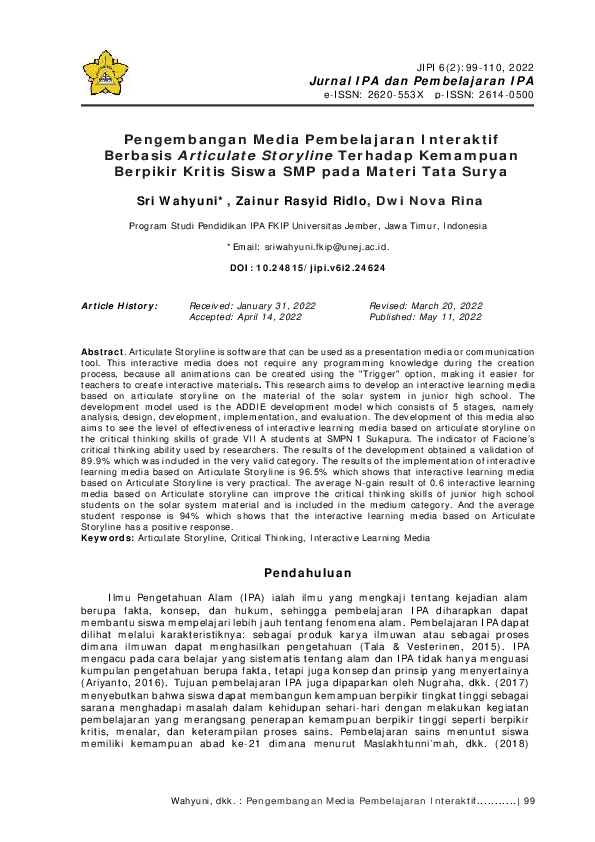 (PDF) Pengembangan Media Pembelajaran Interaktif Berbasis Articulate Storyline Terhadap ...