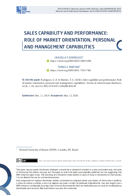 (PDF) Sales Capability and Performance: Role of Market Orientation ...