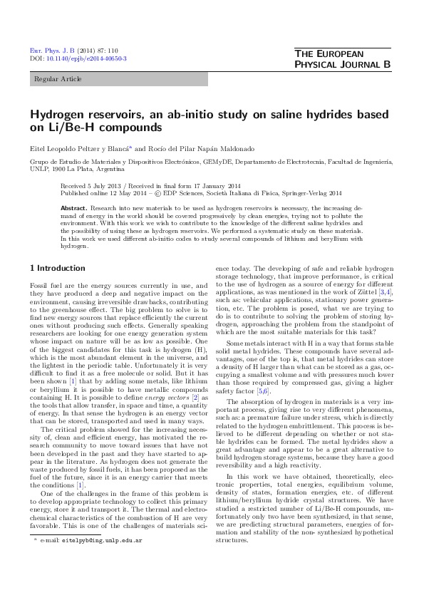 (PDF) Hydrogen reservoirs, an ab-initio study on saline hydrides based ...