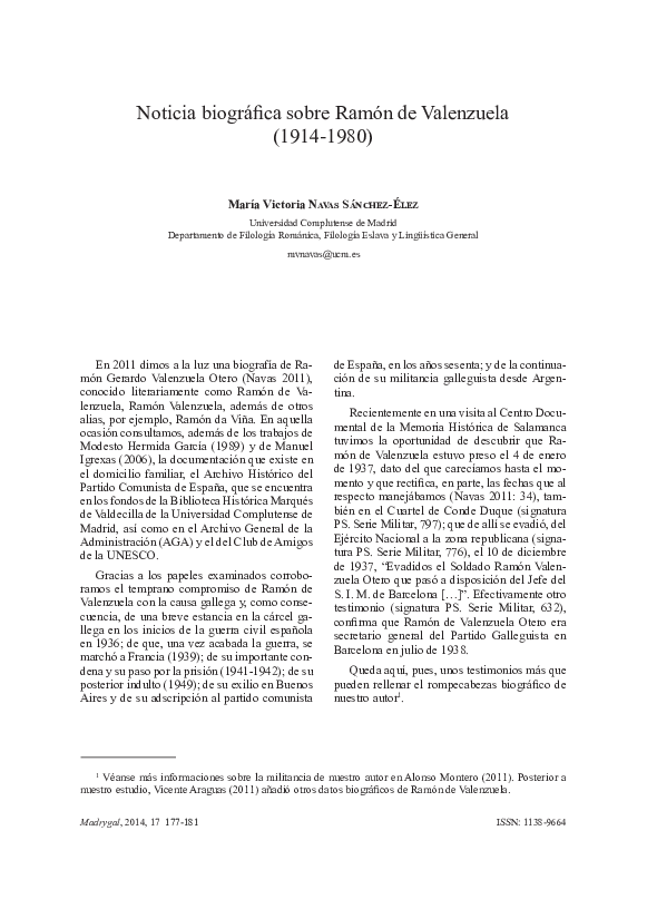 (PDF) Noticia biográfica sobre Ramón de Valenzuela (1914-1980)