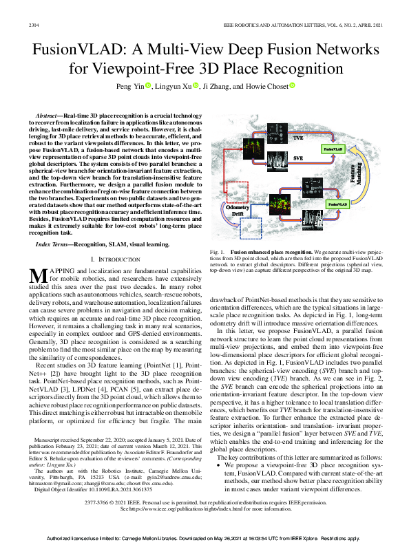 (PDF) FusionVLAD: A Multi-View Deep Fusion Networks for Viewpoint-Free 3D Place Recognition ...