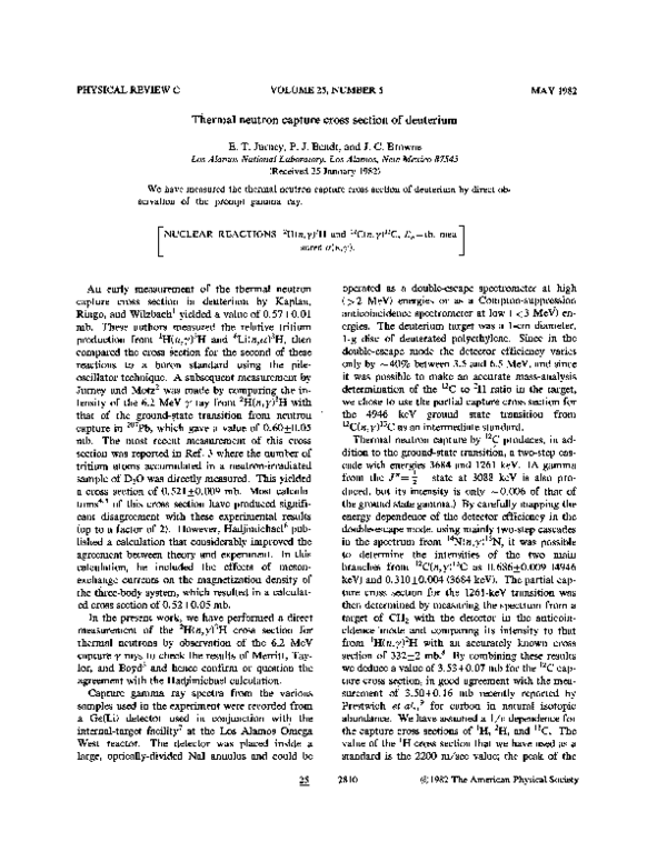 (PDF) Thermal neutron capture cross section of deuterium (PDF) Thermal neutron capture cross section of deuterium