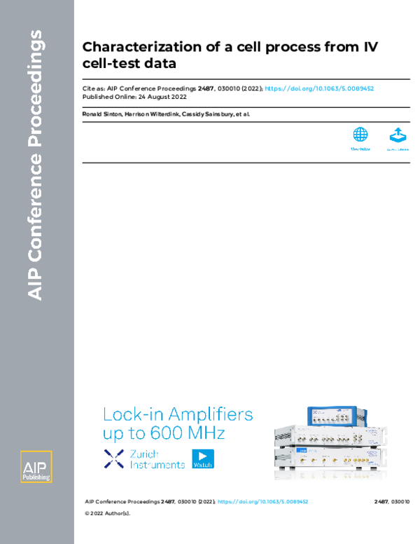 (PDF) Characterization of a cell process from IV cell-test data