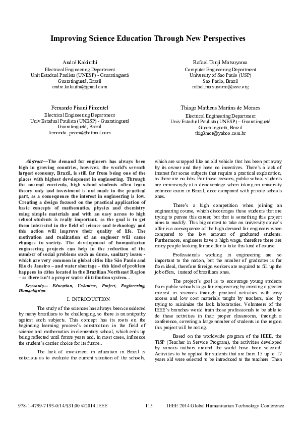 (PDF) Improving science education through new perspectives