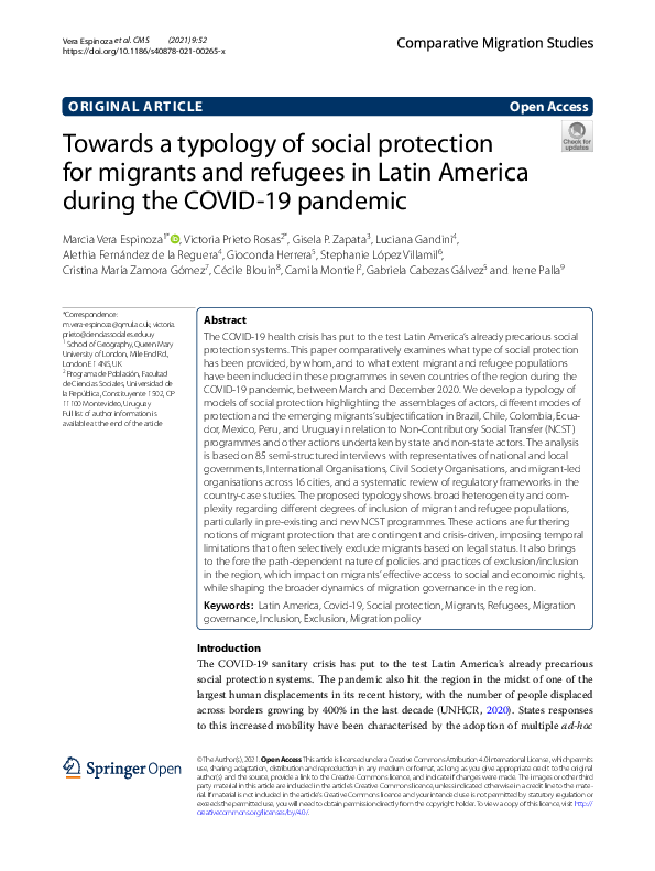 (PDF) Towards a typology of social protection for migrants and refugees ...