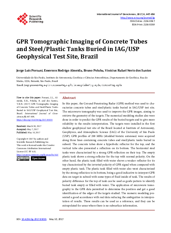 (PDF) GPR Tomographic Imaging of Concrete Tubes and Steel/Plastic Tanks ...