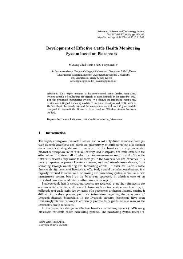 Pdf Development Of Effective Cattle Health Monitoring System Based On