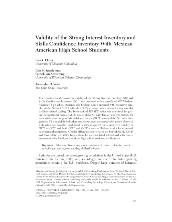 (PDF) Validity of the Strong Interest Inventory and Skills Confidence ...