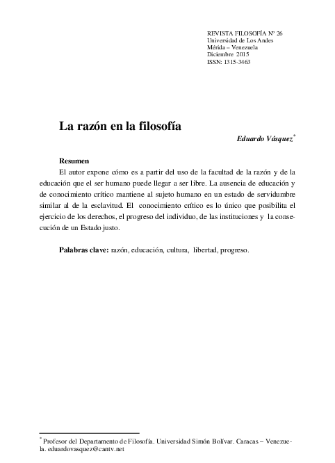 (PDF) La razón en la filosofía