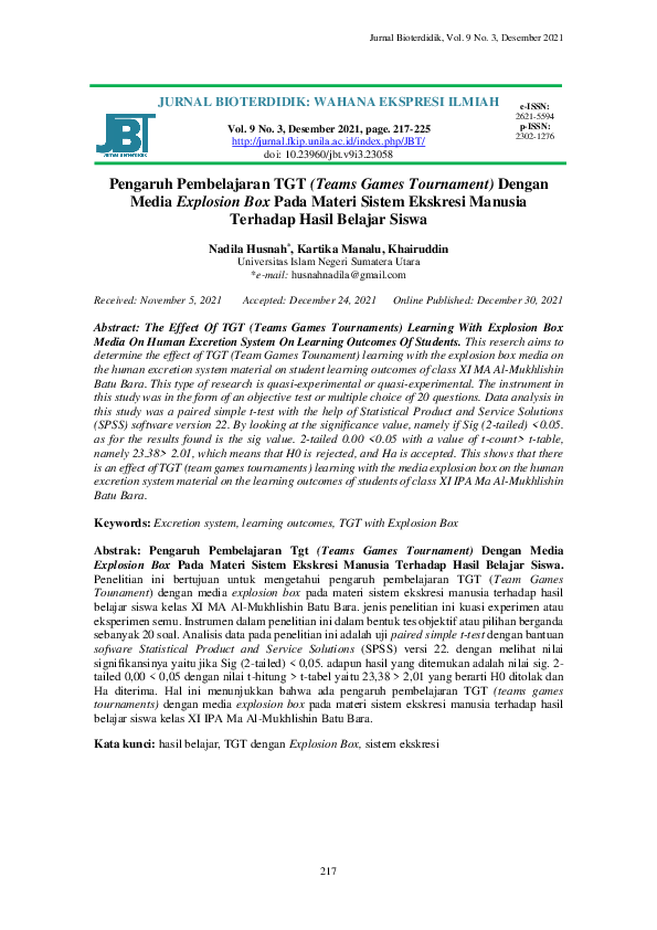 (PDF) Pengaruh Pembelajaran Tgt (Teams Games Tournament) Dengan Media ...