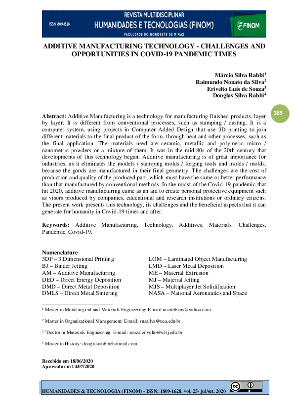 (PDF) Additive Manufacturing Technology-Challenges and Opportunities in ...